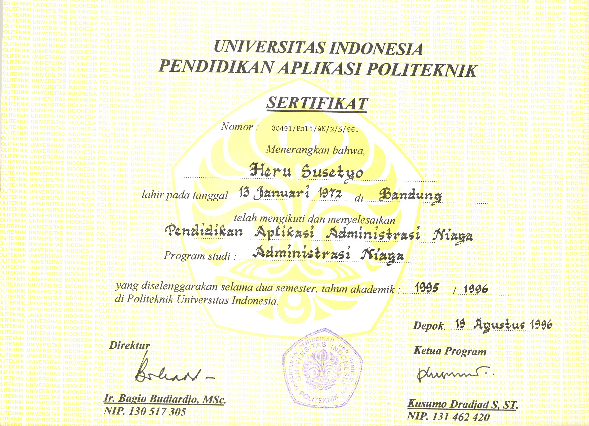 Ijazah Diploma 1 Adm Niaga Poltek UI Heru Susetyo0001 | Heru Susetyo ...